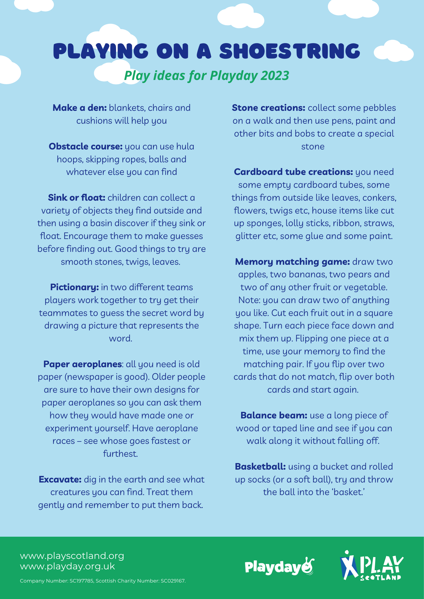 Playing on a shoestring: play ideas for Playday 2023 - Play Scotland