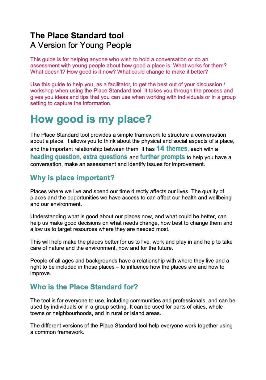 The Place Standard tool: a Version for Young People - Play Scotland