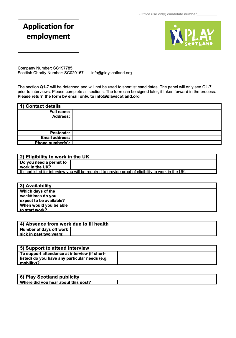 Play Scotland Application for Employment: Learning and Development ...